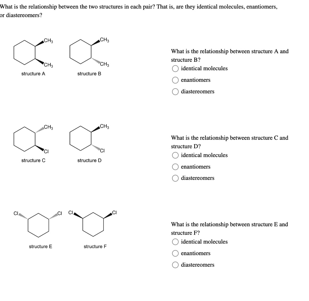 What is the relationship between the two structures in each pair? That ...