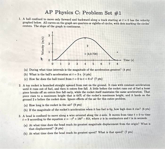 ap physics c problem set 1 1 a ball confined to move only forward and backward along a track ...