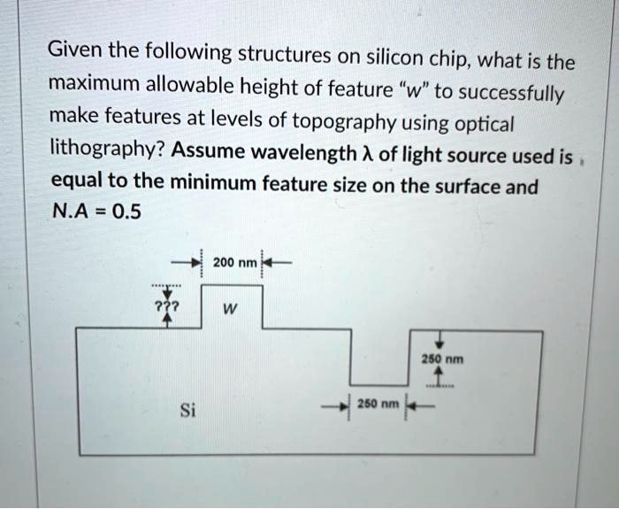 SOLVED: Given the following structures on silicon chip, what is the maximum allowable height of ...