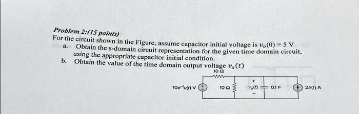 SOLVED: Problem 2: (15 points) For the circuit shown in the figure below, assume the capacitor ...