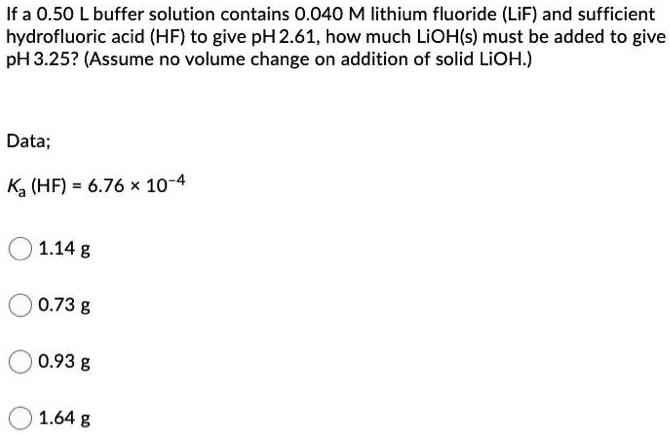 ifa 050 l buffer solution contains 0040 m lithium fluoride lif and sufficient hydrofluoric acid ...