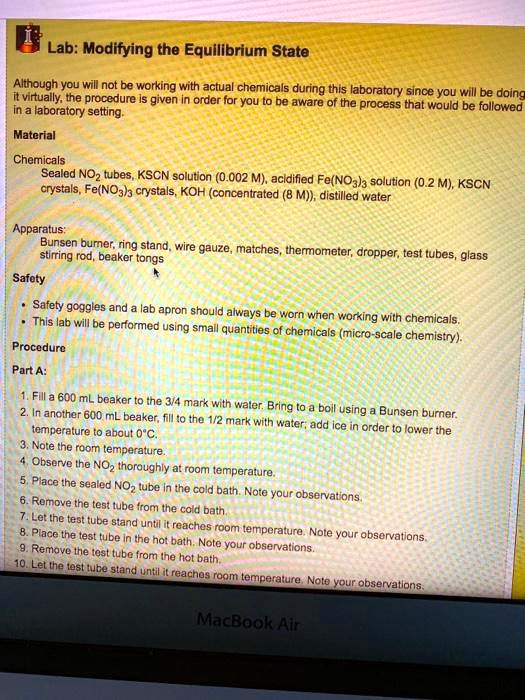 lab modifying the equilibrium state avoualyou wi not be working with ...