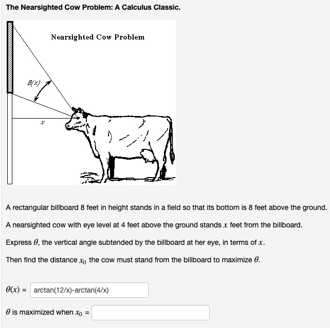 The Nearsighted Cow Problem: A Calculus Classic. A rectangular ...