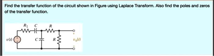 SOLVED: Find the transfer function of the circuit shown in Figure using Laplace Transform. Also ...