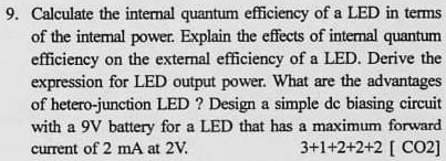 9. Calculate the internal quantum efficiency of a LED in terms of the ...