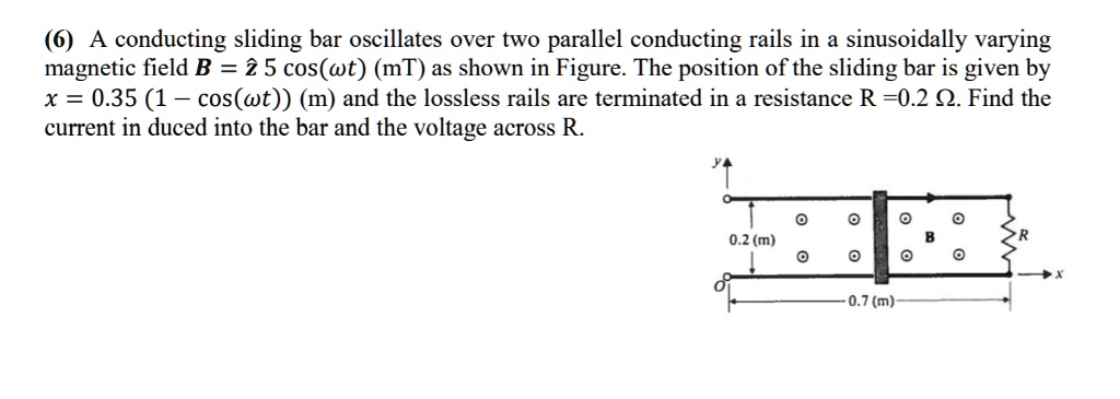 (6) A conducting sliding bar oscillates over two parallel conducting ...