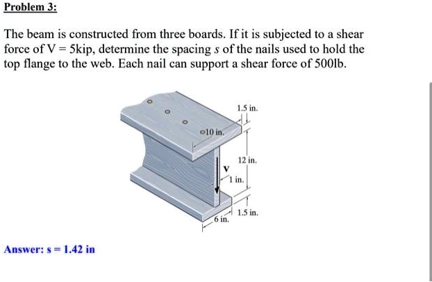 SOLVED: Texts: Problem 3: The beam is constructed from three boards. If ...