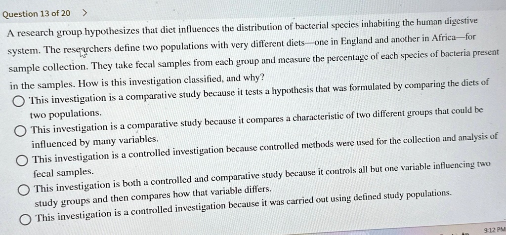 SOLVED: The correct answer is: This investigation is a controlled ...