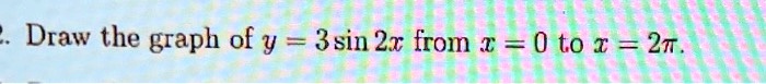 SOLVED: Draw the graph of y = 3sin 2x from I =0 to I =2T