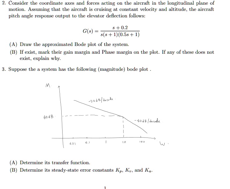Consider the coordinate axes and forces acting on the aircraft in the ...