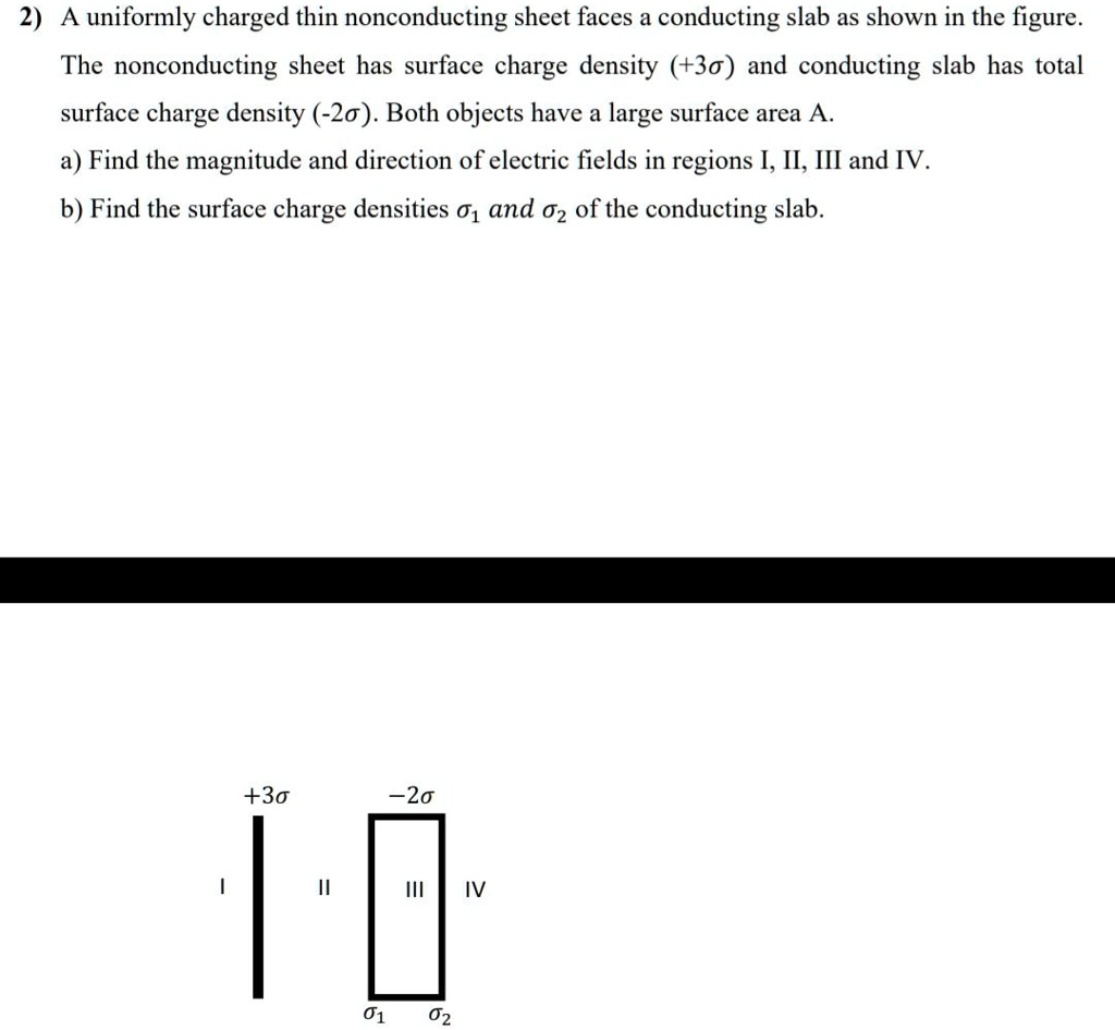 SOLVED: 2) A uniformly charged thin nonconducting sheet faces a ...