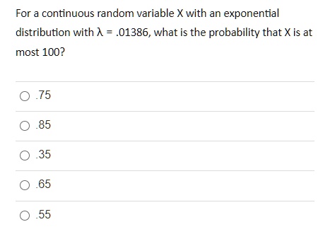 SOLVED: For continuous random variable X with an exponential ...