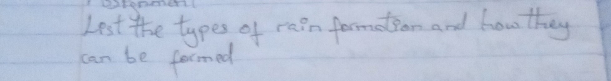 SOLVED: List the types of rain formation and how they can be formed