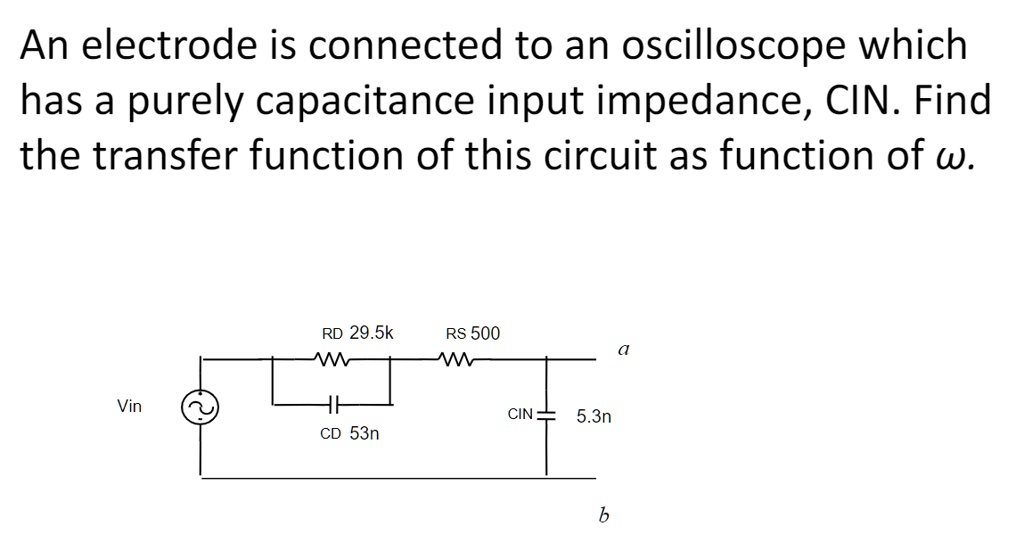 An electrode is connected to an oscilloscope which has a purely ...