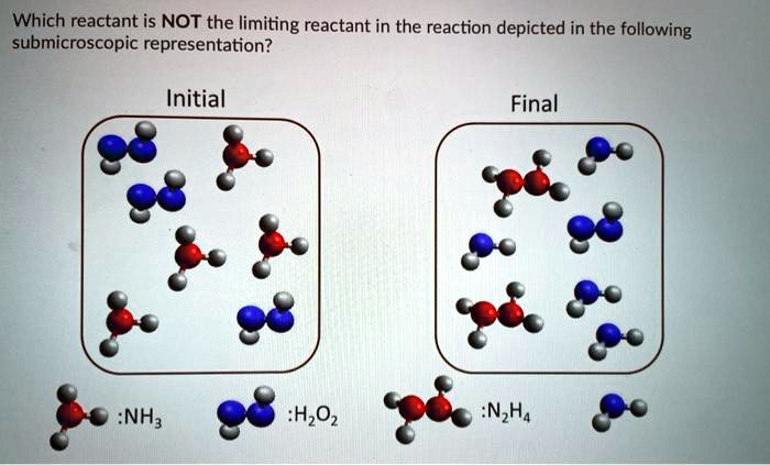SOLVED: Which reactant is NOT the limiting reactant in the reaction depicted in the following ...