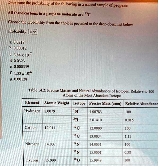 Determine the probability of the following in a natural sample of ...