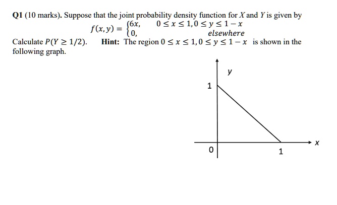 SOLVED: Q1 (10 marks). Suppose that the joint probability density function for X and Y is given ...