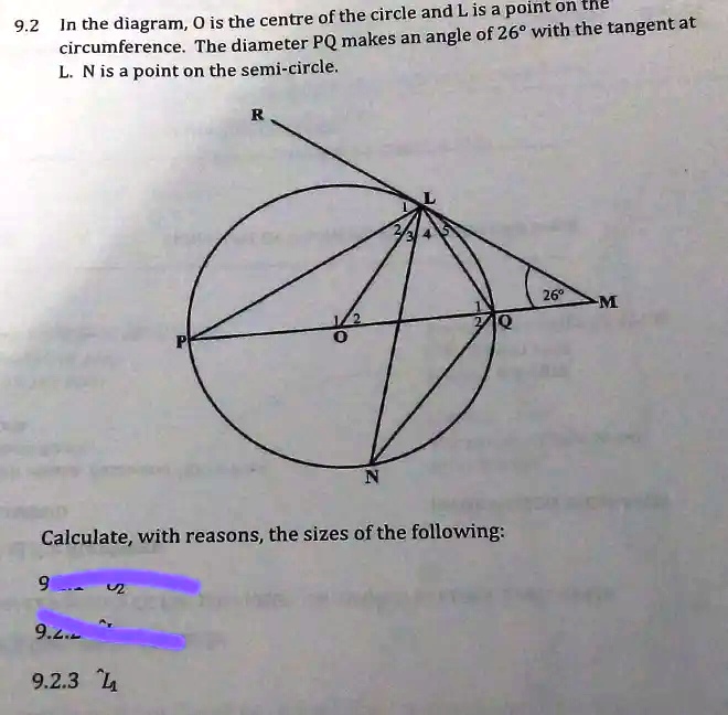 of the circle and l is a point on tne 92 in the diagram 0 is the centre of 260 with the ...