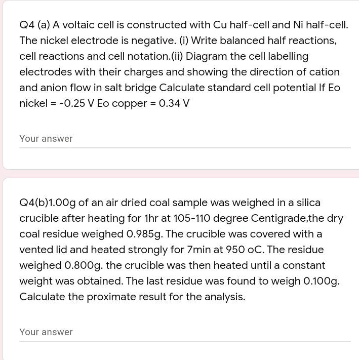 SOLVED: Q4 (a) A voltaic cell is constructed with a Cu half-cell and Ni ...