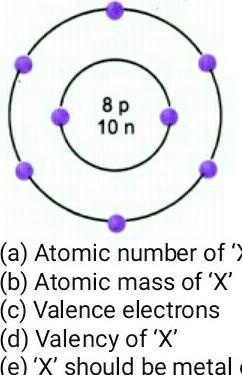 SOLVED: Q5: The given figure depicts the atomic structure of an atom of an element 'X'. Write ...