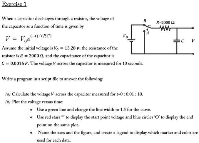 SOLVED: Exercise 1 When a capacitor discharges through a resistor, the ...