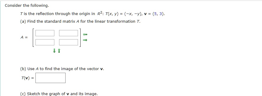 SOLVED: Consider the following Tis the reflection through the origin in ...