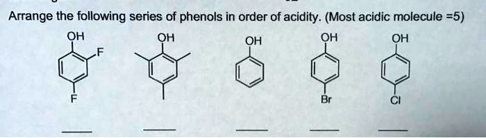 SOLVED: Arrange the following series of phenols in order of acidity ...
