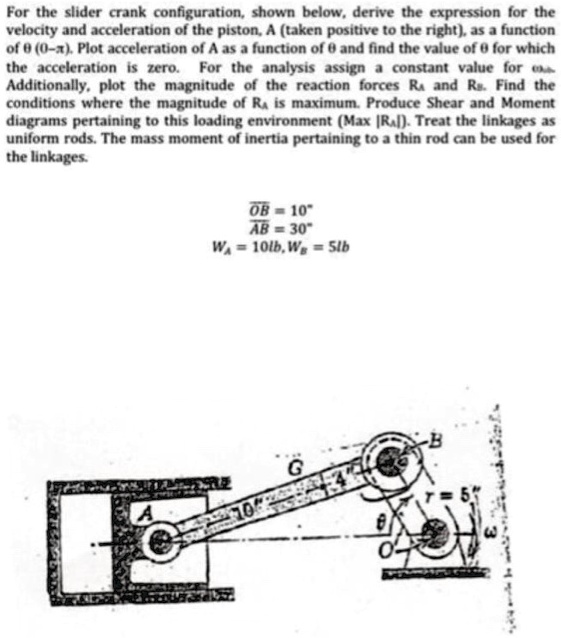 SOLVED: For the slider crank configuration, shown below, derive the ...