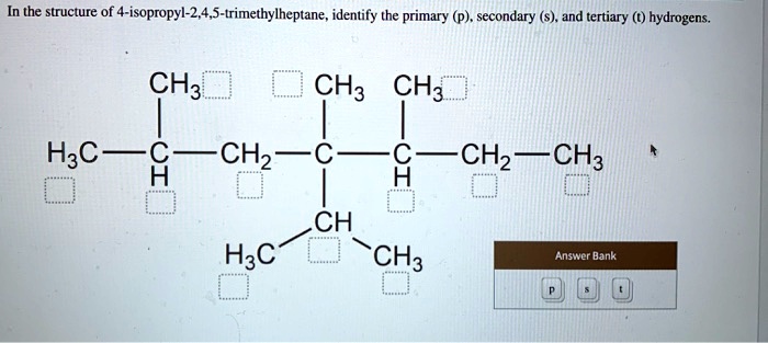 In The Structure Of 4 Isopropyl 245 Trimethylheptane Identify The