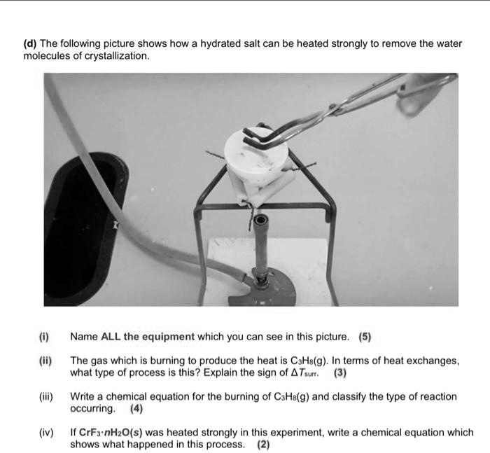 SOLVED: The following picture shows how hydrated salt can be heated ...