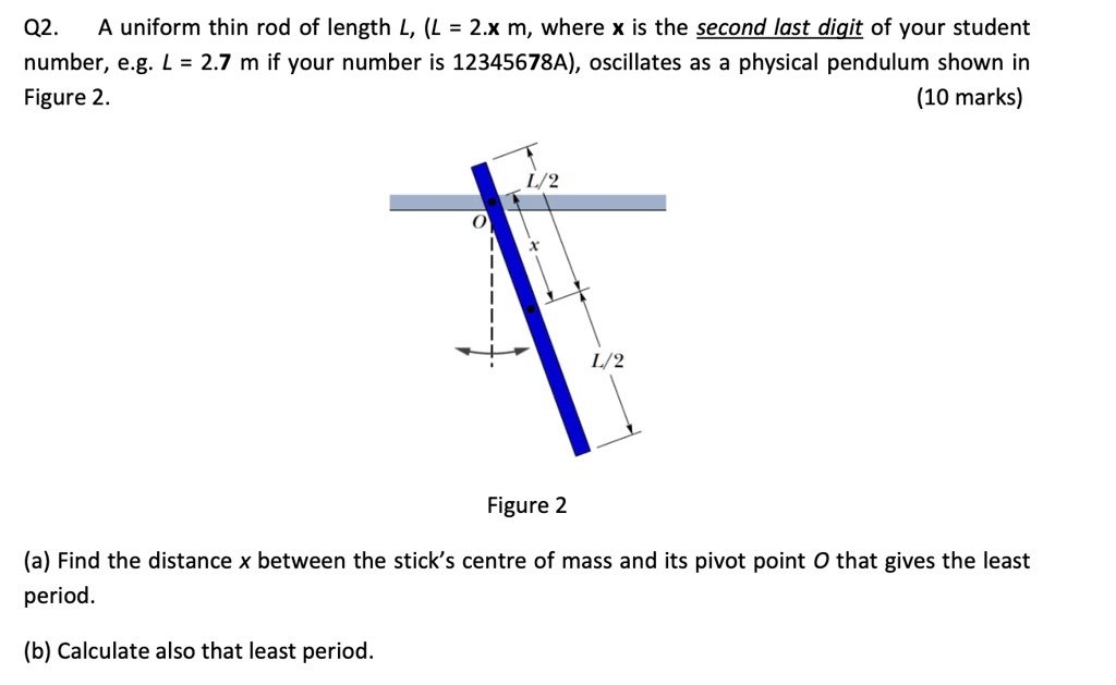 SOLVED: A uniform thin rod of length L (L = 2.X m, where X is the ...