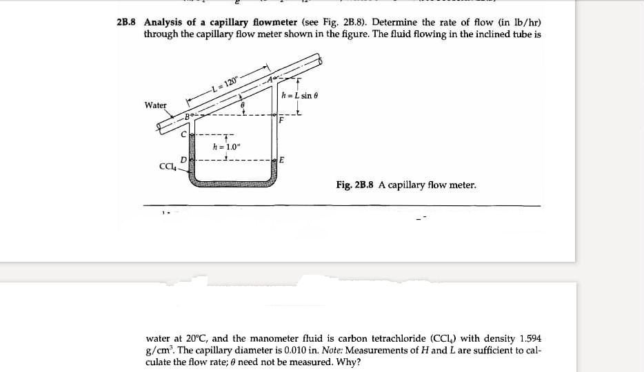 2B.8 Analysis of a capillary flowmeter (see Fig. 2B.8). Determine the ...