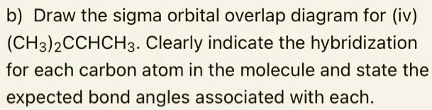 SOLVED:b) Draw the sigma orbital overlap diagram for (iv) (CH3)2CCHCH3 ...