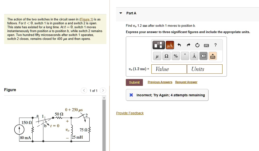 SOLVED: PartA The action of the two switches in the circuit seen in ...