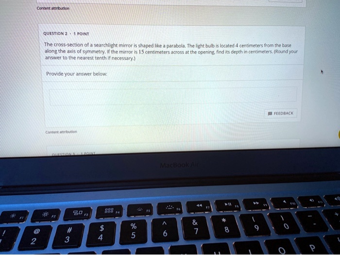 SOLVED: QUeSTiON PONT The cross-section searchllght mitror shaped like ...