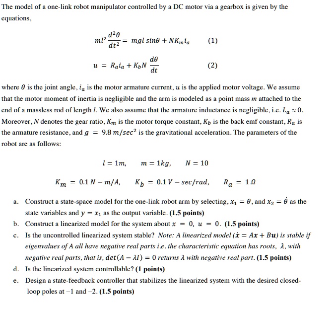 the model of one link robot manipulator controlled by dc motor via ...