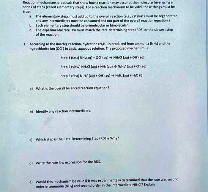 SOLVED: Reaction mechanisms propose how a reaction occurs at the ...