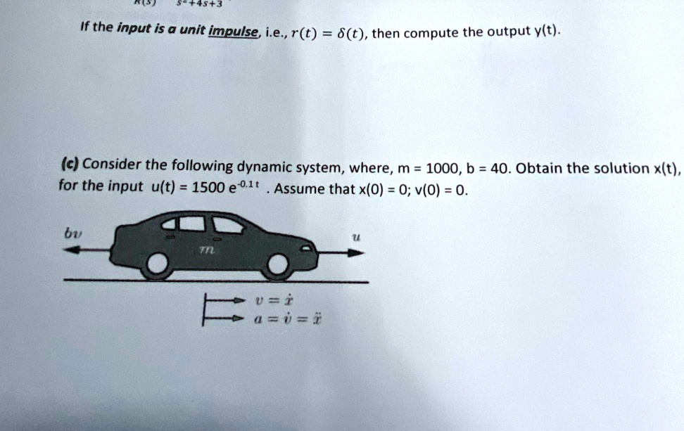 SOLVED: If the input is a unit impulse, i.e., r(t)=delta (t), then ...