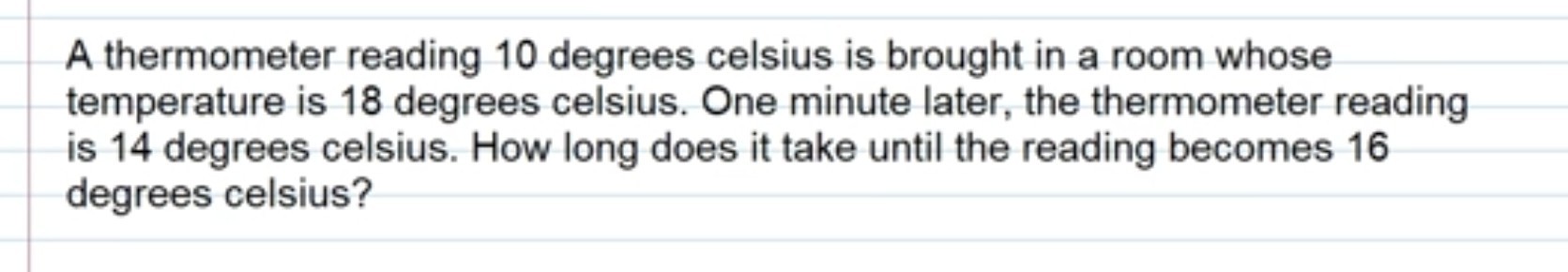 SOLVED: A thermometer reading 10 degrees celsius is brought in a room ...