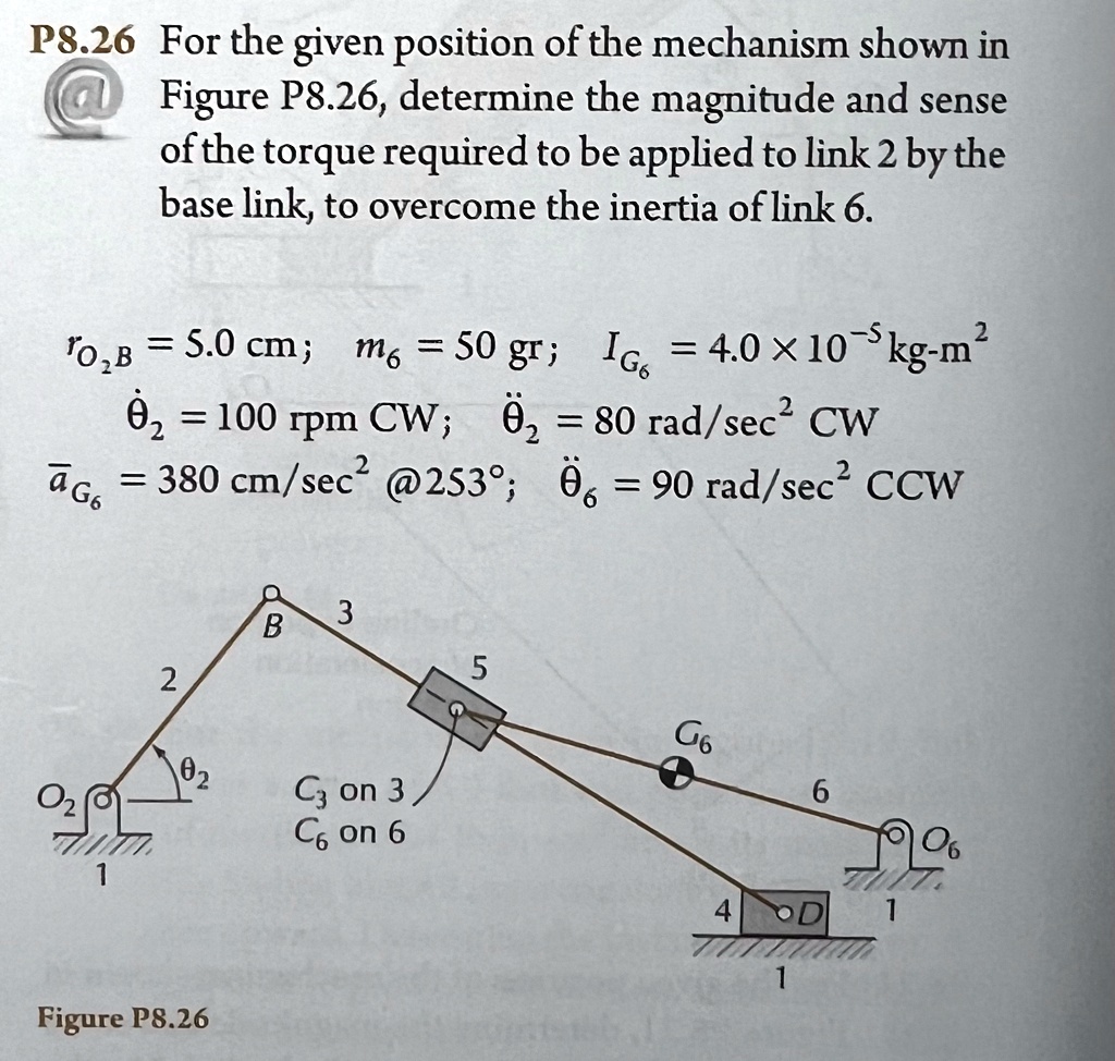 SOLVED: P8.26 For the given position of the mechanism shown in Figure ...