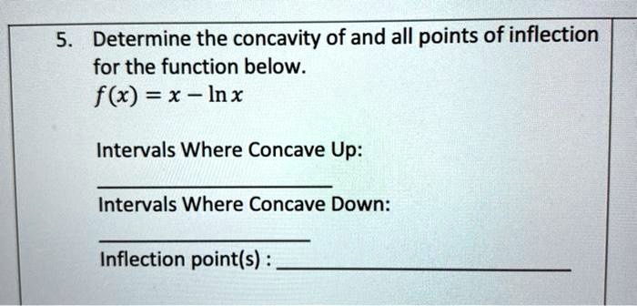 SOLVED: Determine the concavity of and all points of inflection for the ...