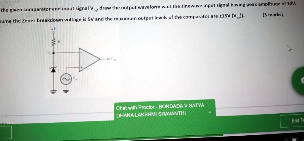 the given comparator and input signal Vin, draw the output waveform w.r.t the sinewave input ...