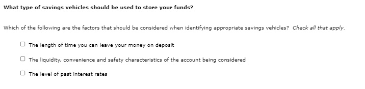 What type of savings vehicles should be used to store your funds? Which ...
