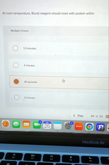 at room temperature biuret reagent should react with protein within ...