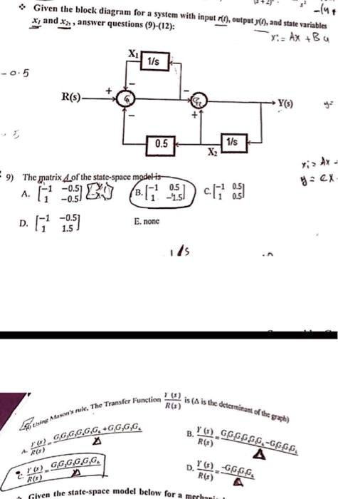 Solved Given The Block Diagram For A System With Input Rt Output Y