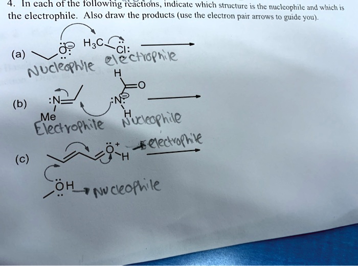 SOLVED: In cach of the following reactions, indicate which structure is ...