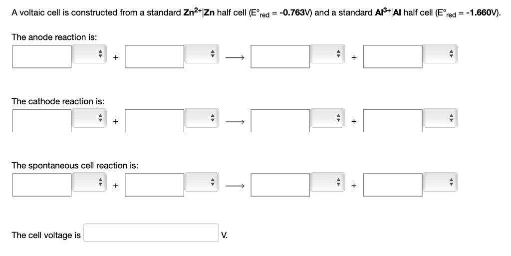 SOLVED: A voltaic cell is constructed from a standard Zn2+/Zn half cell ...