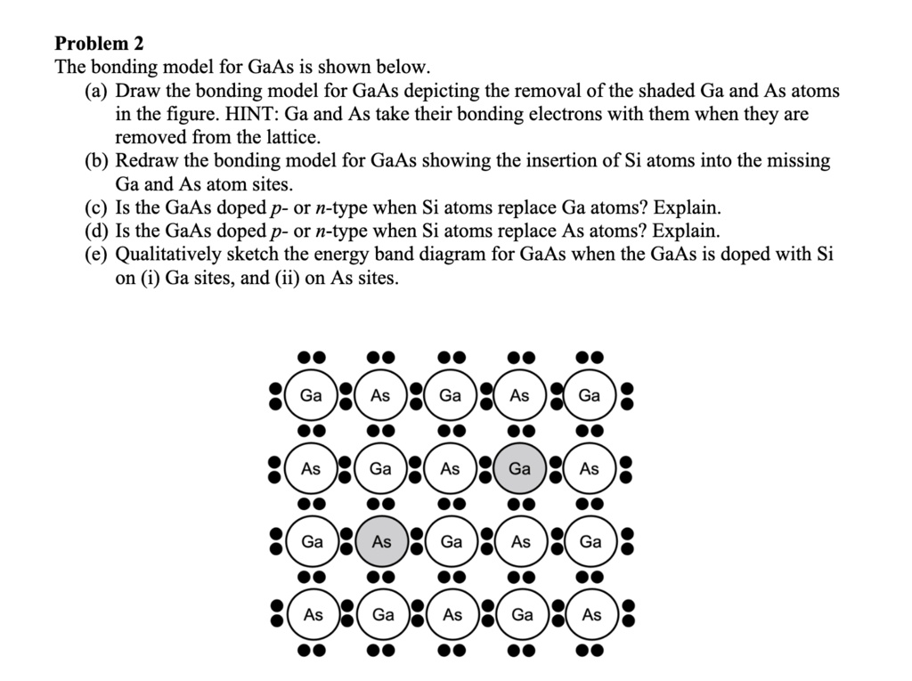 SOLVED: Problem 2 The bonding model for GaAs is shown below. (a) Draw ...