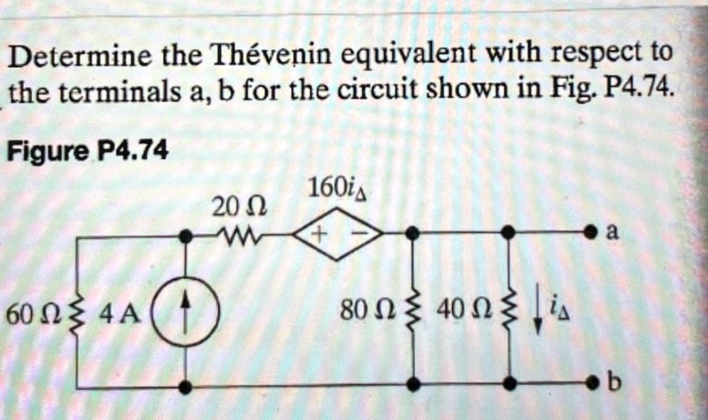 Determine the Thévenin equivalent with respect to the terminals a, b for the circuit shown in ...