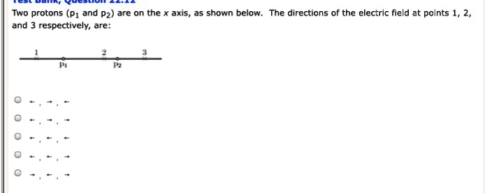SOLVED: Two protons (P1 and Pz) are on the axis as shown below. The directions of the electric ...